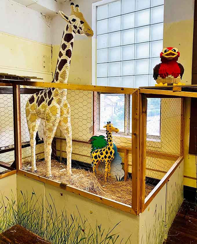 The life-sized giraffe display showcases the incredible engineering possibilities hidden in those simple interlocking pieces.