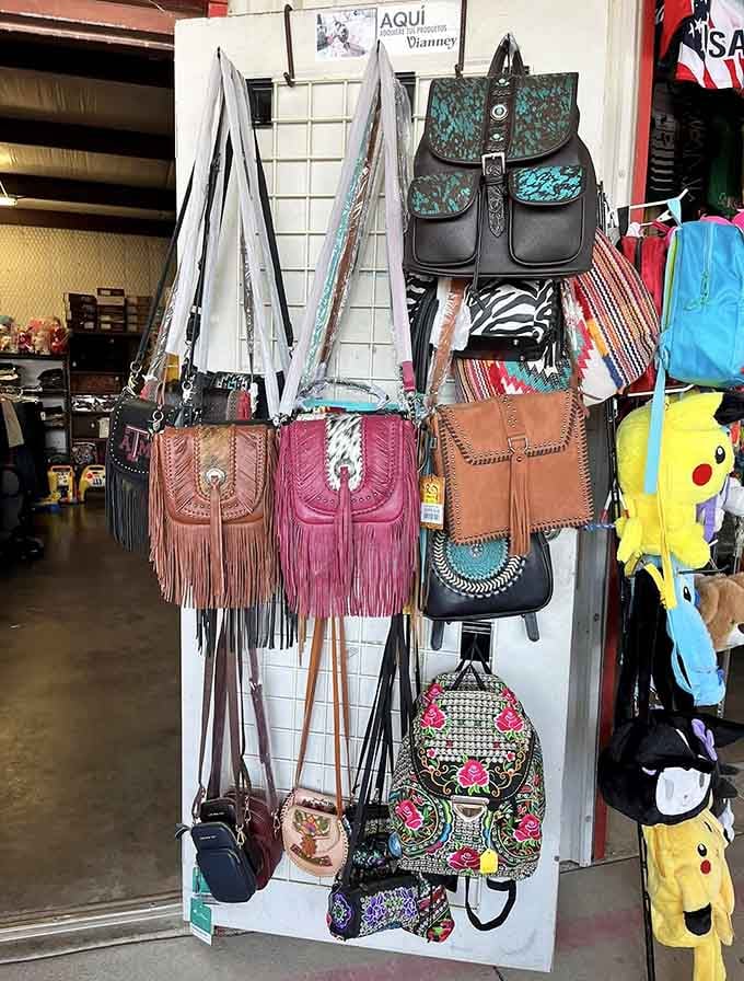 Fringed bags and backpacks offering more style per square inch than most department stores charge triple for.