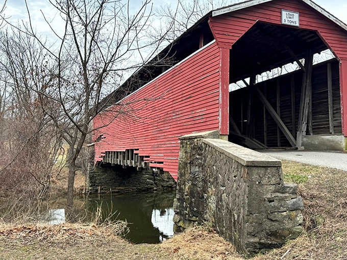 A classic covered bridge that makes you feel like you've wandered onto a postcard from rural America's greatest hits.