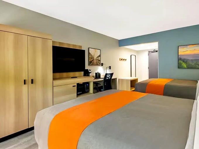 Clean lines and mountain views make budget-friendly lodging feel like you're getting away with something wonderful.