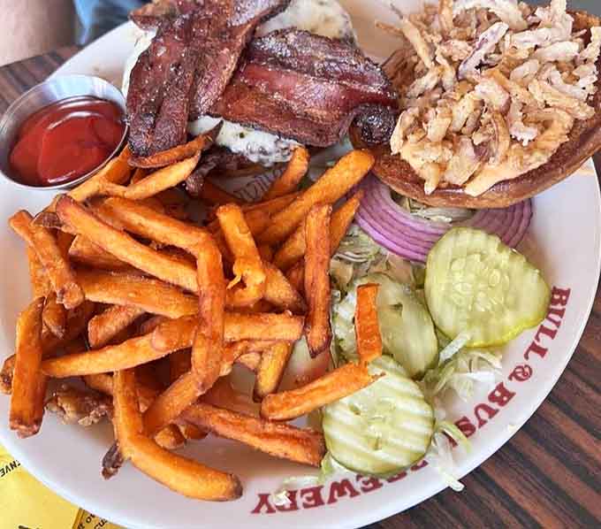 The King Charles burger arrives loaded with bacon and all the fixings that make you question your previous burger choices.