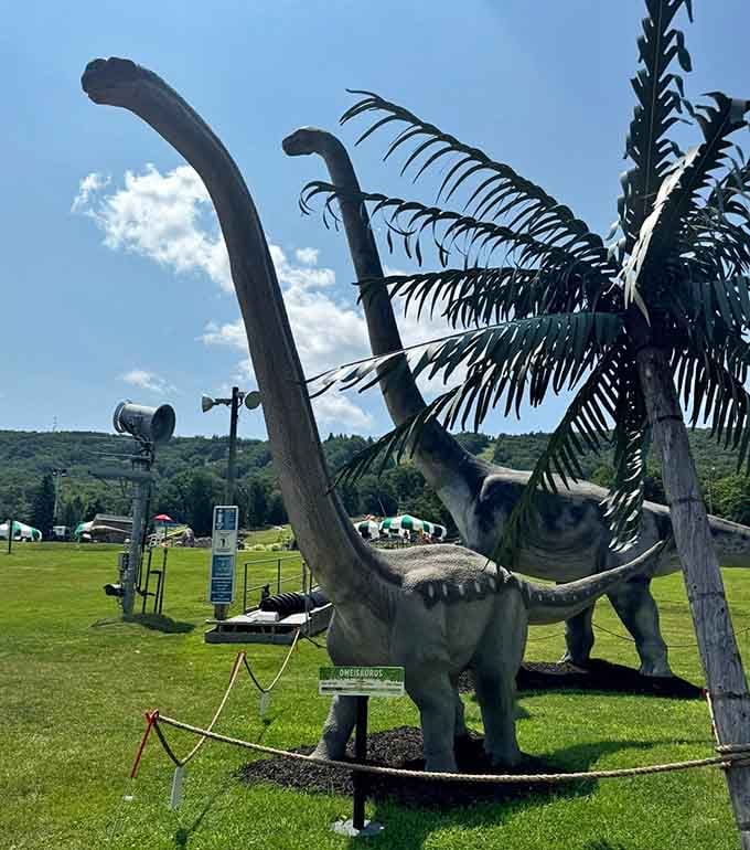 Even the dinosaurs want in on the fun, proving that waterparks transcend time periods and extinction events.