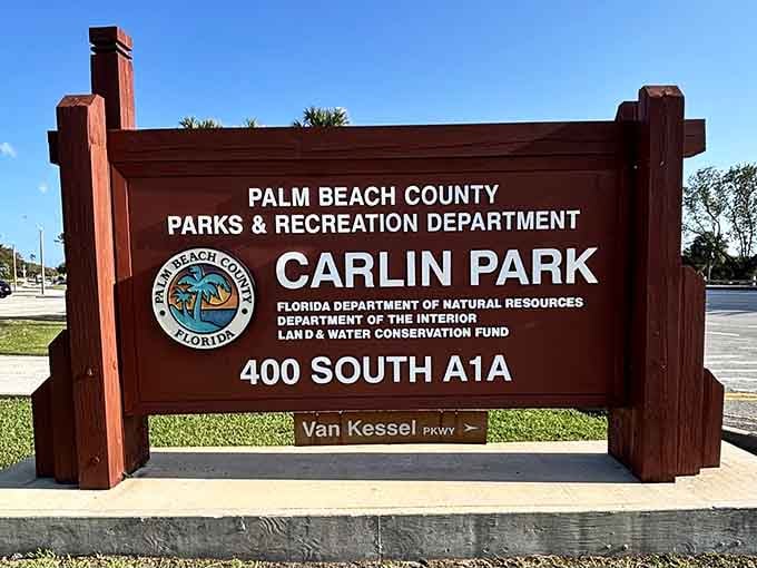When a park sign looks this official, you know someone's taking their beach business seriously.