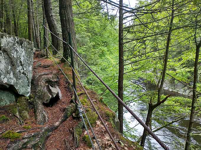 Safety railings mean you can admire the dramatic drop without becoming part of the scenery below.