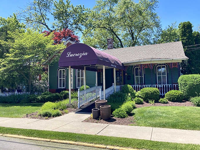 Lucrezia Café's purple cottage exterior promises Italian comfort food in surroundings that feel like a friend's home.