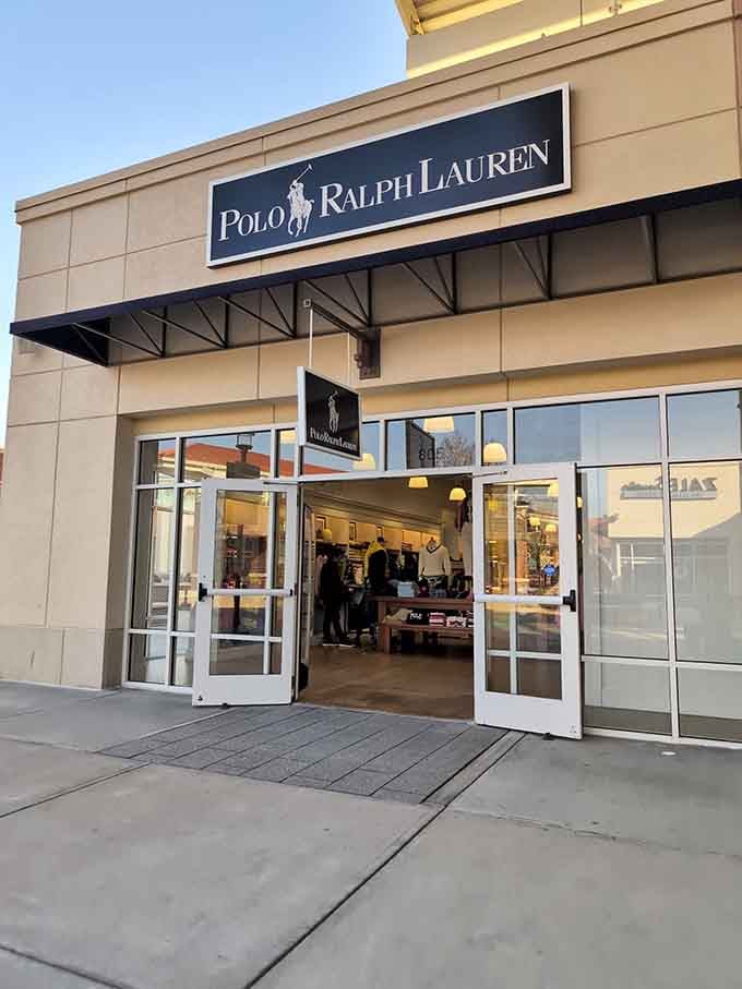 The Polo Ralph Lauren storefront stands ready to outfit you for that country club you'll never actually join.