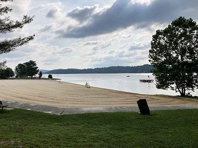 This beach proves you don't need an ocean to have a perfect sandy escape from reality's demands.