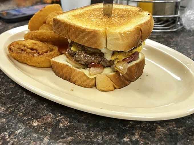 Stacked high and proud, this burger doesn't apologize for being exactly what you've been craving all week.