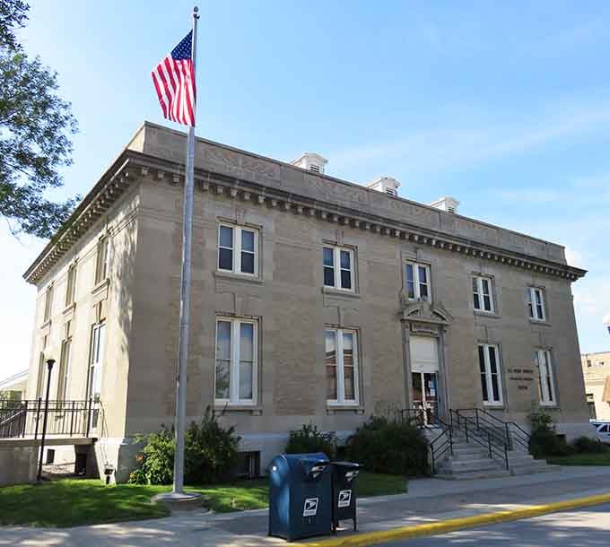 The historic post office building stands as a testament to architecture that actually tried to look impressive.