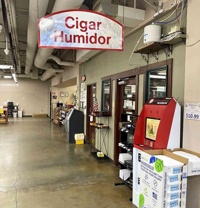 Even cigar enthusiasts get their own climate-controlled sanctuary, because some people really do think of everything here.