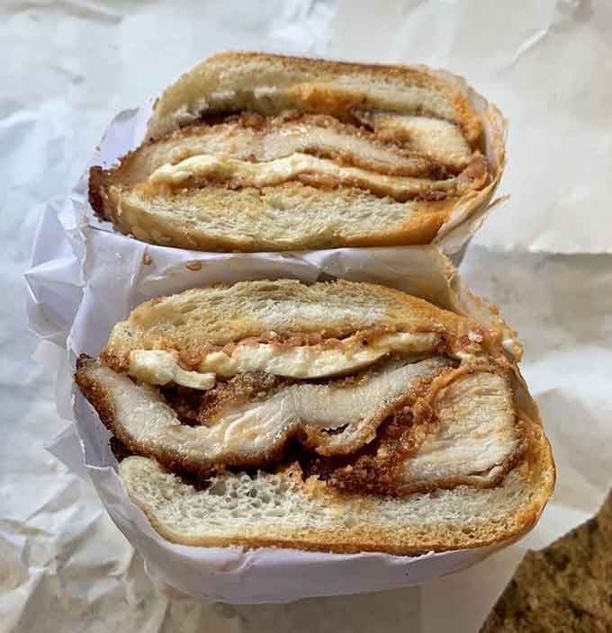 Golden, crispy chicken cutlet with fresh mozzarella. One look and you already know this sandwich earned its name.
