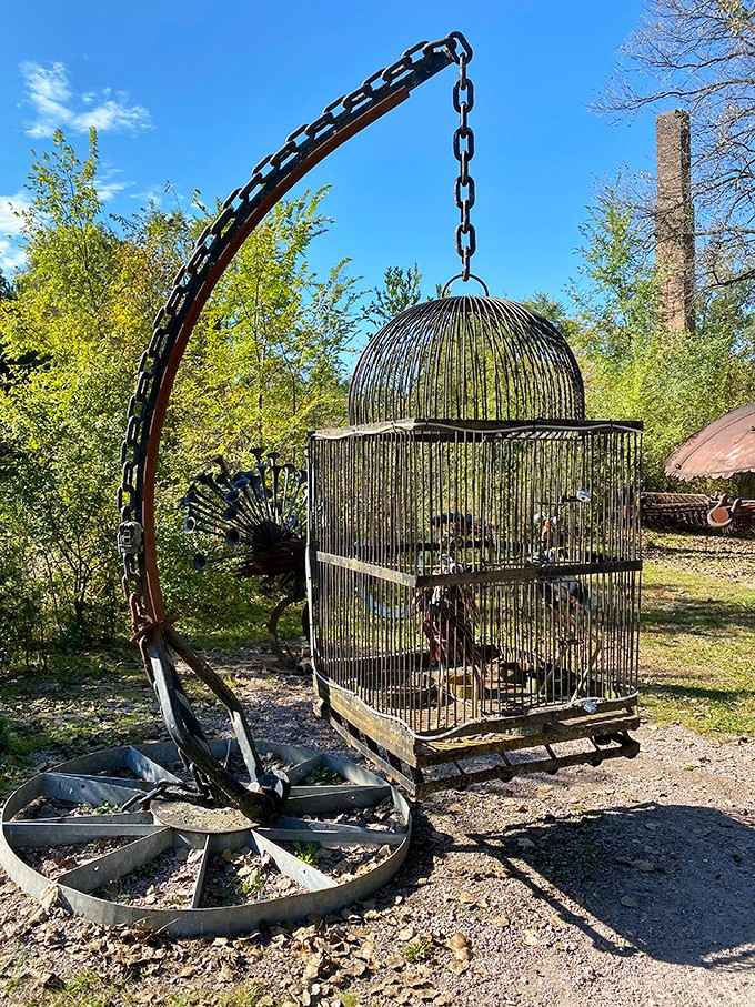 This isn't your grandmother's birdcage, unless your grandmother was a Victorian mad scientist with welding skills.