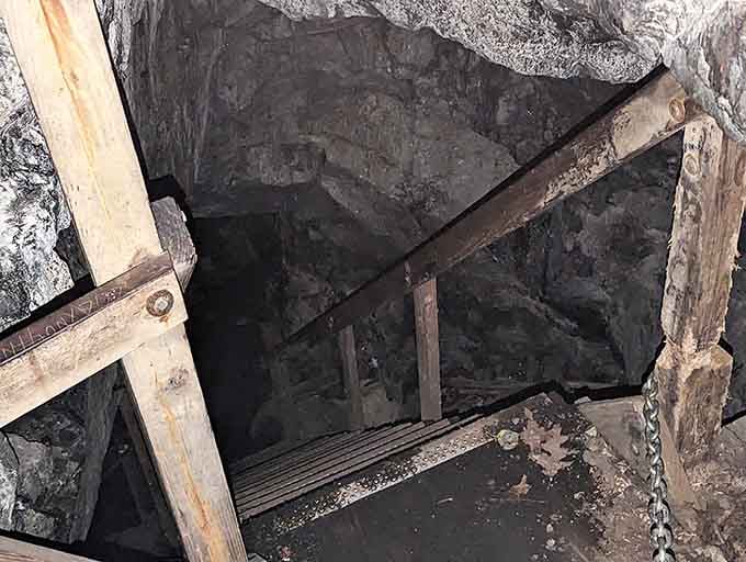 Metal stairs descending into darkness: either the start of an adventure or a really committed basement renovation.