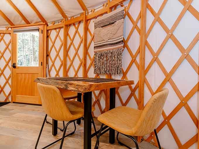 This intimate dining nook proves that eating in a round room somehow makes every meal feel more special.