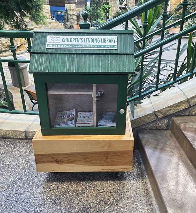 A children's lending library tucked into paradise, because even in summer you need good books for rainy days.
