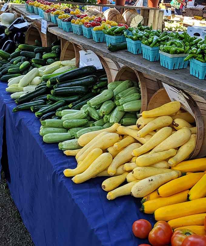 Farm-fresh produce brings a splash of color and Connecticut's agricultural bounty to the flea market experience.