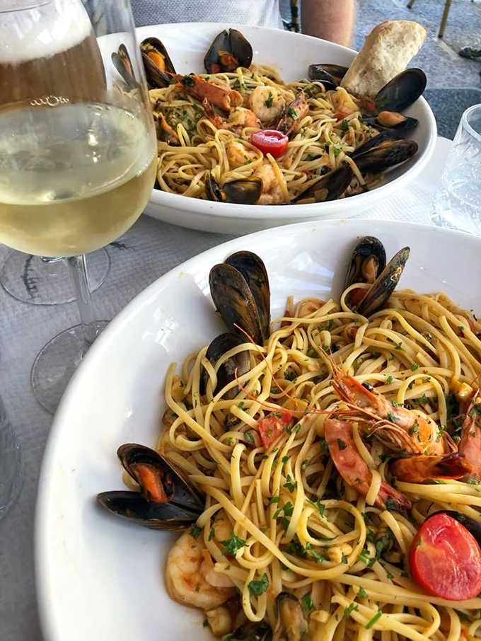 Seafood pasta loaded with shrimp and mussels that would make any Italian grandmother nod with approval.