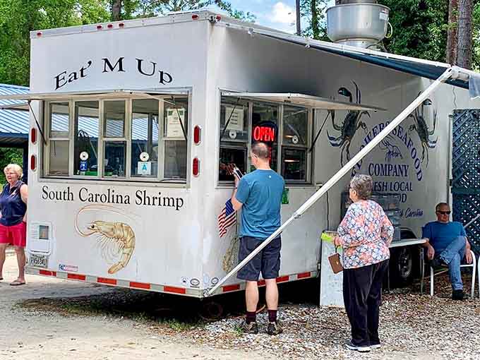 The "Eat' M Up" trailer means business, and that line of hungry customers tells you everything about quality here.