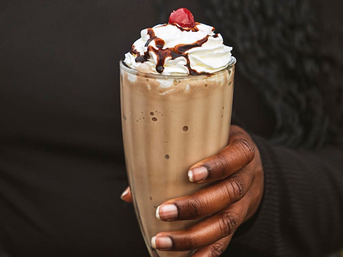 Topped with whipped cream and a cherry, this shake is the sweet finale your fried chicken feast absolutely deserves.