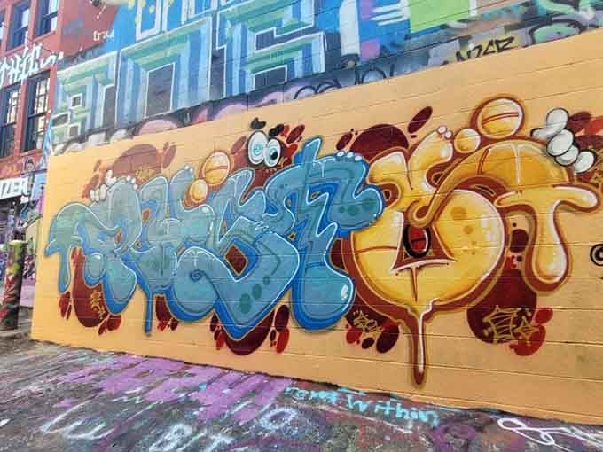 Bubble letters meet explosive color in this piece that practically bounces off the wall with youthful energy and style.