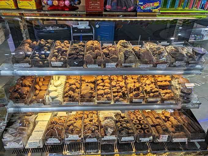 This chocolate display case holds more temptation per square foot than should be legally allowed in one place.