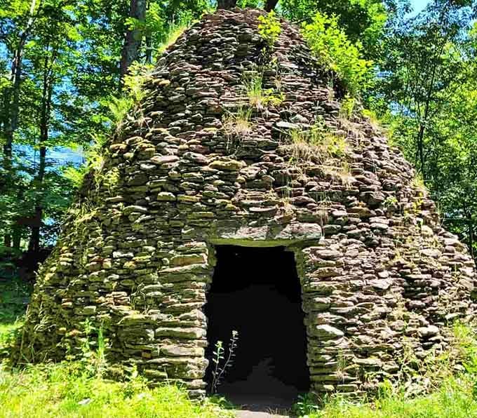 This historic beehive kiln is a testament to Hawley's industrial past, when charcoal production ruled these hills.