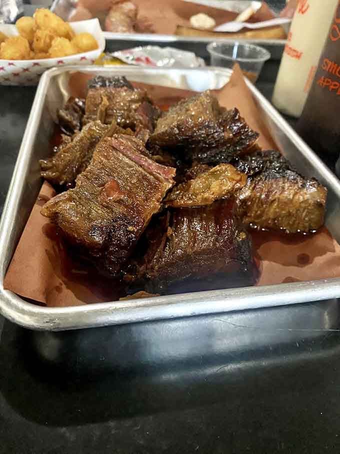 Burnt ends glistening in their own juices, the barbecue equivalent of finding extra fries at the bottom of the bag.