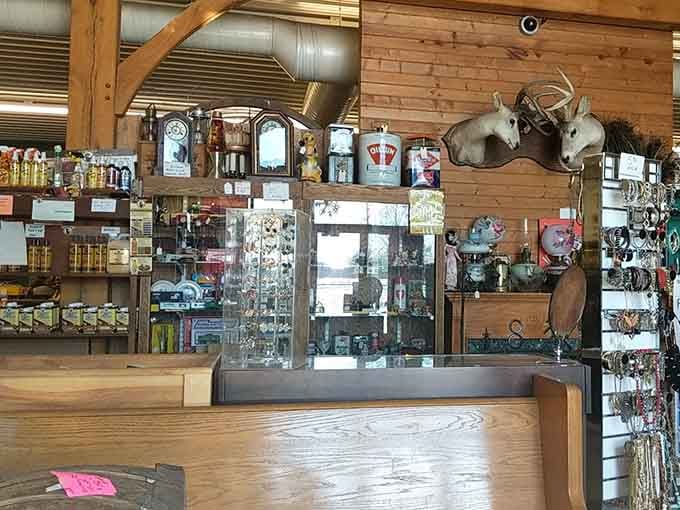 When a mounted deer head shares space with vintage signs, you know you've found authentic Americana at its finest.