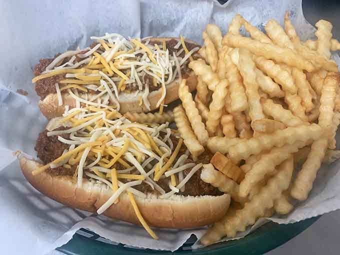 Spanish dogs loaded with cheese and sauce prove this menu goes beyond tenderloins, though why would you stray?
