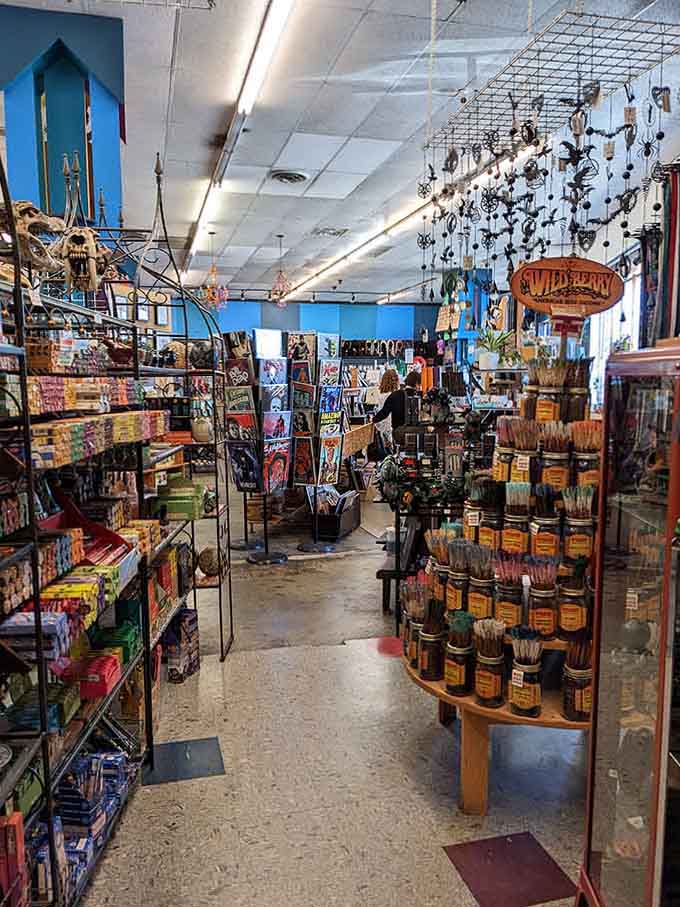Incense and candles line the shelves, ready to transform your living room into a mystical sanctuary or 1960s commune.