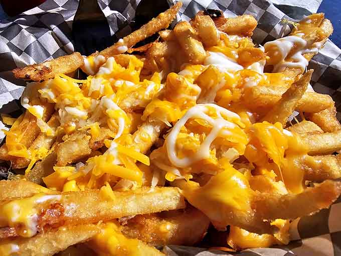 Golden, crispy, and piled high enough to share, though you probably won't want to do that.