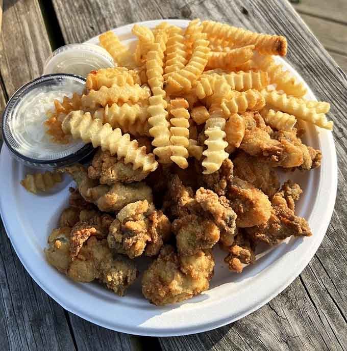 These fried oysters with their crispy coating are what happens when someone respects the oyster enough to fry it properly.