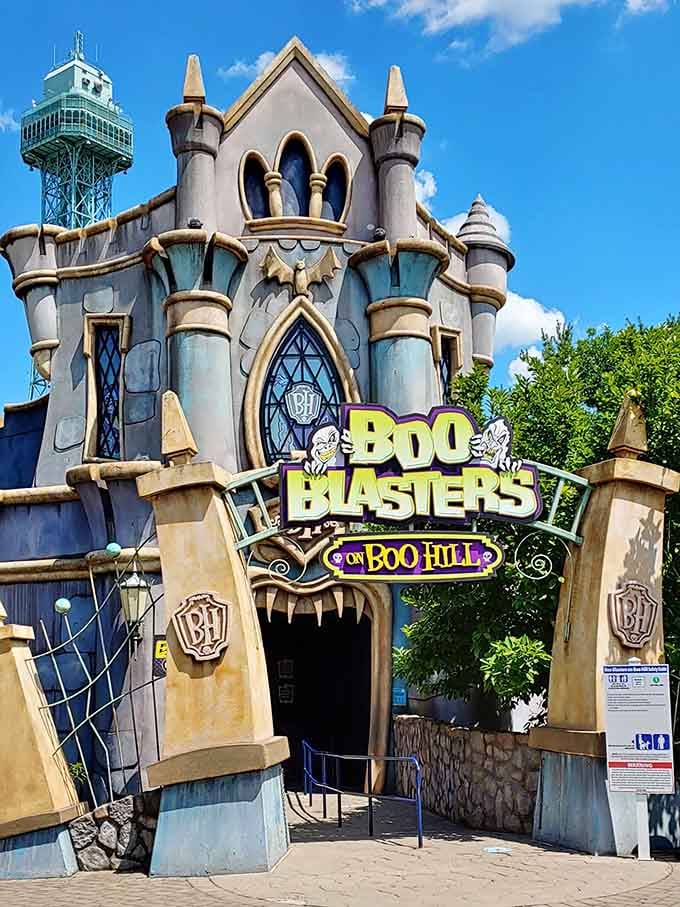 Boo Blasters beckons with whimsical castle towers, where friendly ghosts await your laser-shooting skills and competitive spirit.