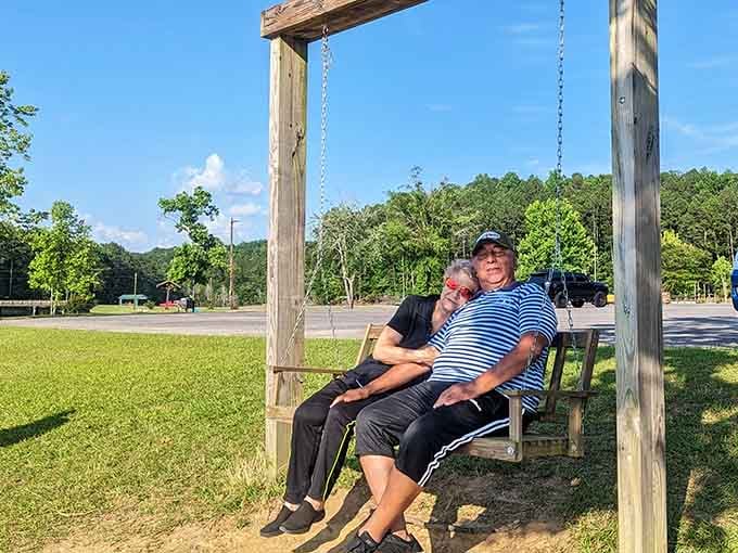 Sometimes the best moments are the simple ones, like swinging by the lake without a care in the world.