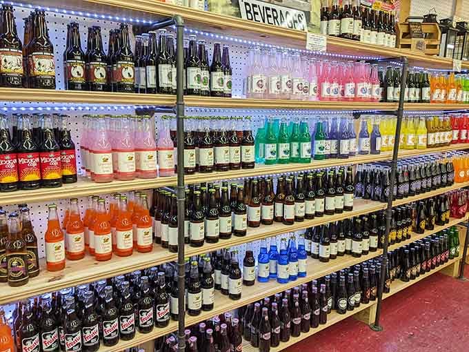 Colorful beverage bottles line up like a rainbow, offering refreshment options that go way beyond basic soda.