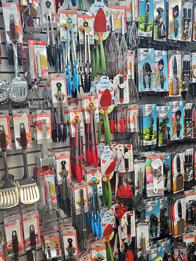 Kitchen gadgets in every color imaginable, turning cooking from daily chore into something approaching actual enjoyment and creativity.