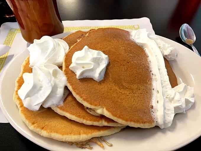 Pancakes this size require strategic planning and possibly a nap scheduled for later in the day.