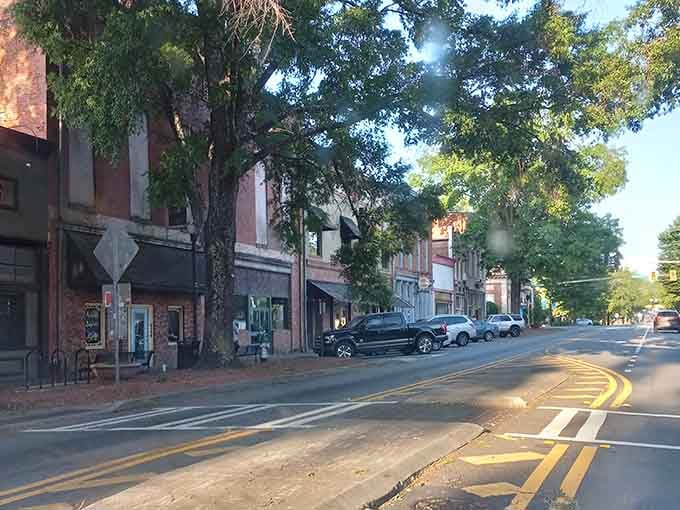 Golden hour transforms ordinary streets into something magical, proving that sometimes the best attractions are the quiet moments between destinations.