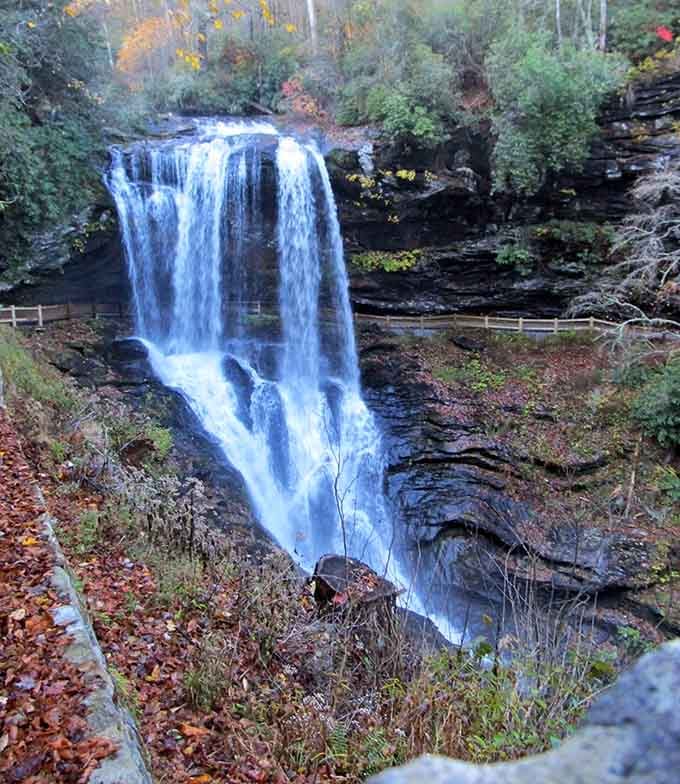 A waterfall that tumbles down the rocks like liquid silver, proving nature doesn't need special effects to impress.