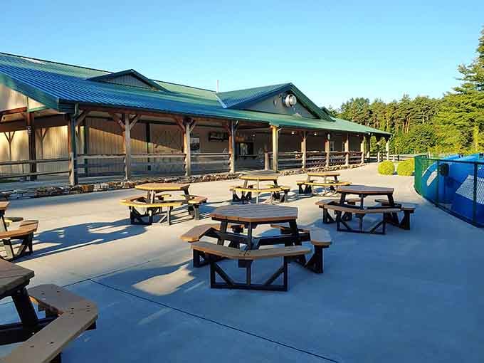 Outdoor dining areas where families can share meals surrounded by trees instead of traffic, exactly as nature intended it.