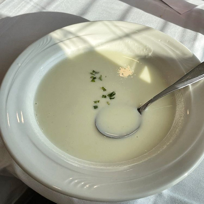 A creamy soup course arrives right on schedule, warming you up while the plot thickens and suspects start revealing their secrets.