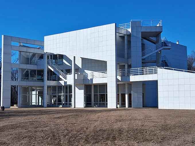 The Atheneum's futuristic design announces that New Harmony refuses to be stuck in any single century.