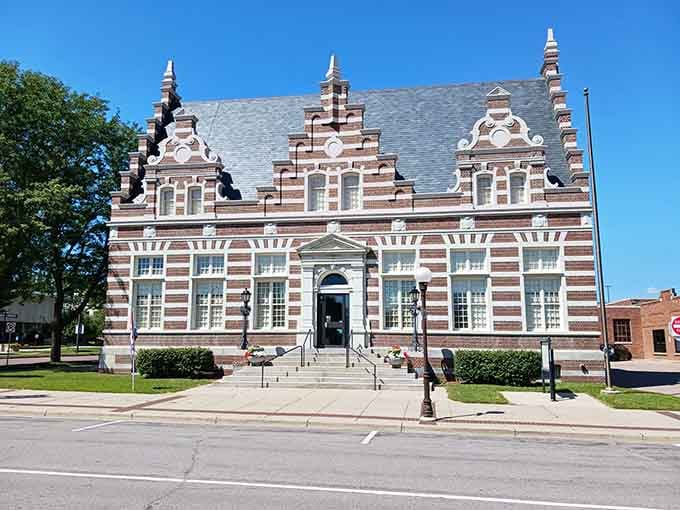 The Brown County Historical Society building looks like it wandered over from a European capital city.