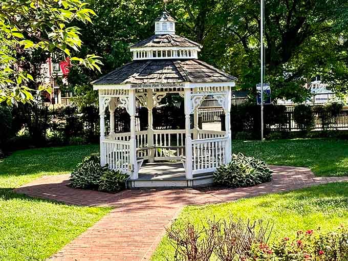 A perfect gazebo for contemplating life's big questions, like why you don't live somewhere this peaceful year-round.
