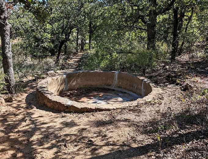 This circular concrete pool once held water for thirsty animals; now it just holds your imagination captive.