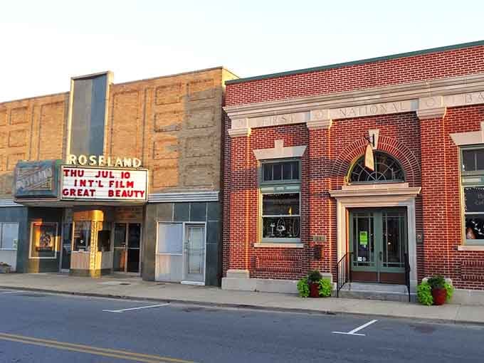 The Roseland Theatre's marquee still announces shows the old-fashioned way, no streaming required for this entertainment.