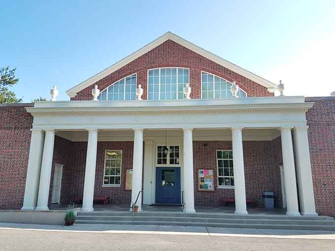 The Oxford Community Center stands proud with columns that say "we take our small-town gatherings seriously around here."