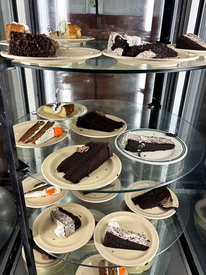 Chocolate cake towers tempt you to skip straight to dessert, though your strategy should be more patient.