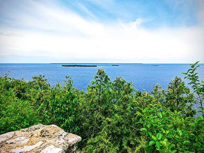 From this lookout, Green Bay stretches endlessly, reminding you why Wisconsin's natural beauty never gets old.