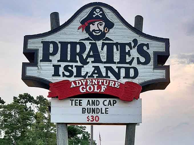 That cheerful pirate on the sign promises adventure, and unlike most promises, this one actually delivers the goods.